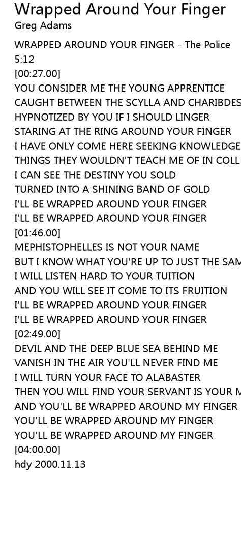 Wrapped Around Your Finger Lyrics Follow Lyrics