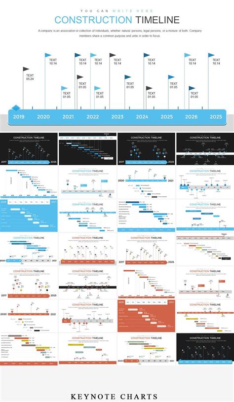 Construction Timeline Keynote Charts 42 Editable Slides Work