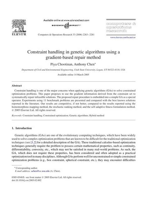 pdf constraint handling in genetic algorithms using a gradient based