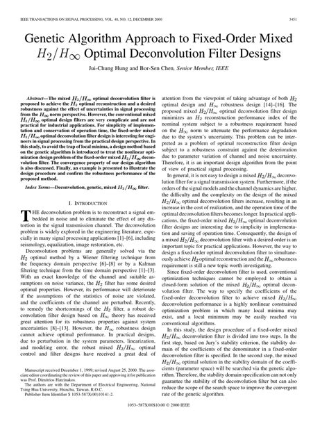 pdf genetic algorithm approach to fixed order mixed hi hvq optimal