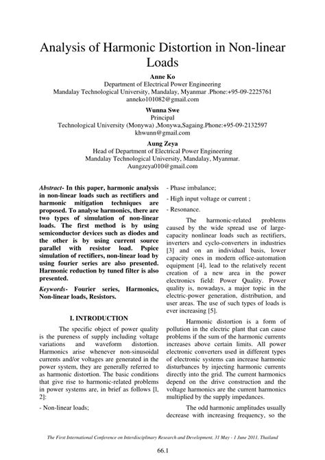 PDF Analysis Of Harmonic Distortion In Non Linear Loads