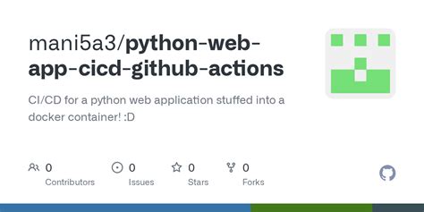 Github Mani5a3python Web App Cicd Github Actions Cicd For A Python Web Application Stuffed
