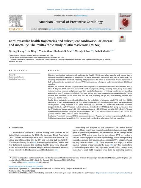 Pdf Cardiovascular Health Trajectories And Subsequent Cardiovascular