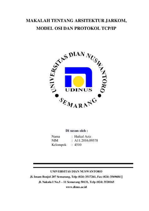 Doc Makalah Tentang Arsitektur Jarkom Model Osi Dan Protokol Tcp Ip