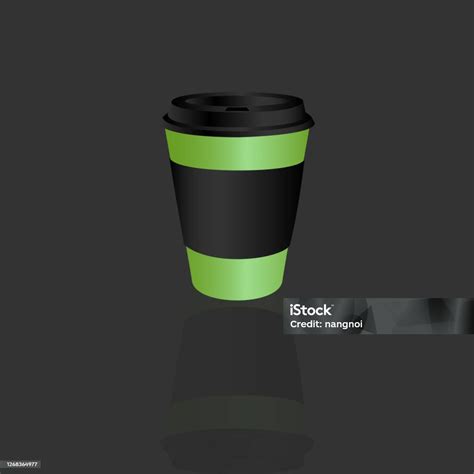 테이크 아웃 핫 커피 컵 검은 색 뚜껑과 검은 배경에 그림자 라임 그린 종이 컵에 뜨거운 녹차 라떼 핫 라떼 커피 또는 카푸치노 같은 뜨거운 음료의 어떤 종류가 될 수