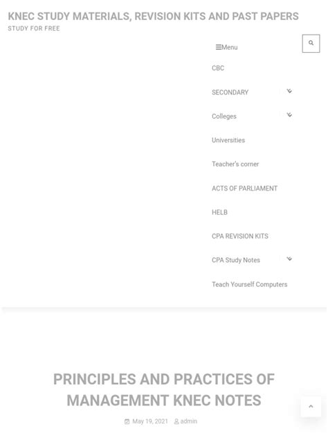 Principles And Practices Of Management Knec Notes Knec Study