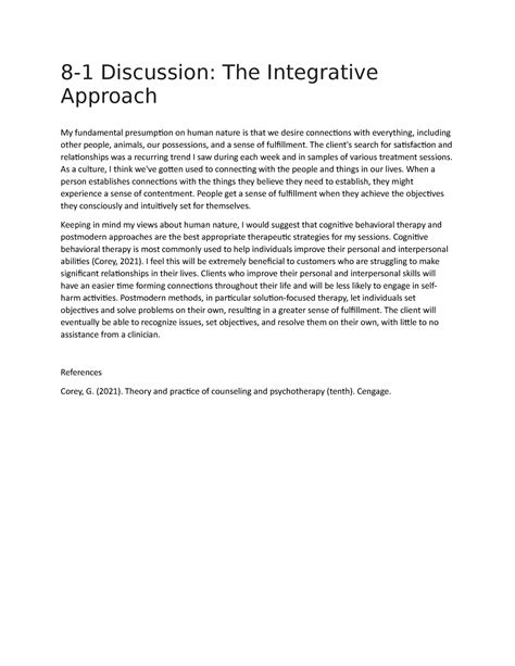 8 1 Discussion 8 1 Discussion The Integrative Approach My Fundamental Presumption On Human
