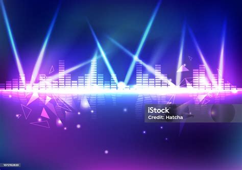 이퀄라이저 삼각형 네온 조명 효과 디지털 기술 추상 배경 벡터 일러스트 레이 션으로 음악 볼륨 개념에 대한 스톡 벡터 아트 및 기타 이미지 Istock