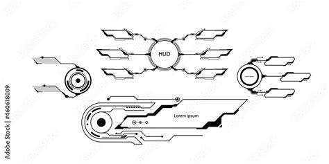 HUD Futuristic Elements Set With Virtual Hi Scifi Technology Gadget Interface For Game App UI