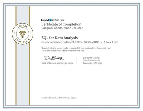 Aman Chauhan On Linkedin Just Completed A Course On Sql For Data Analysis Got A Certificate Of