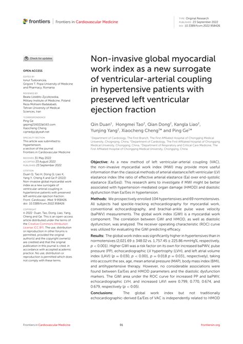Pdf Non Invasive Global Myocardial Work Index As A New Surrogate Of