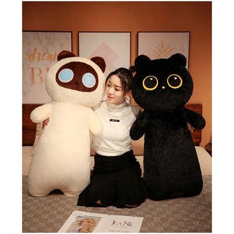 การ์ตูนการ์ตูนแมวหมอนยาวของเล่นตุ๊กตาแมวดําตุ๊กตานอนหมอนยาว แร็กดอลล์ Shopee Thailand