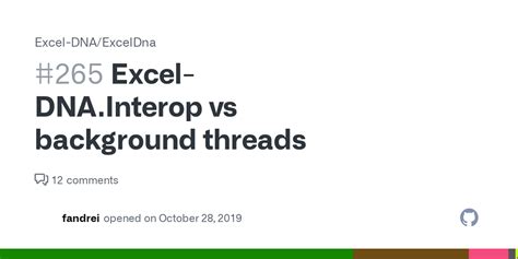 Excel Dna Interop Vs Background Threads Issue Excel Dna Exceldna Github