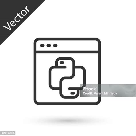 Grey Line Python Programming Language Icon Isolated On White Background