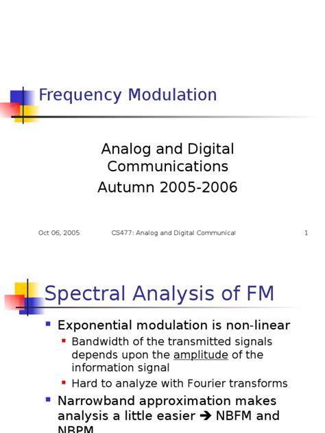 Frequency Modulation Analog And Digital Communications Autumn 2005 2006 Pdf Frequency