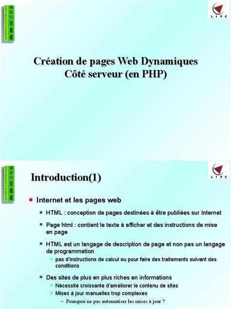 Création De Pages Web Dynamiques Côté Serveur En Php Pdf Php Classe Informatique