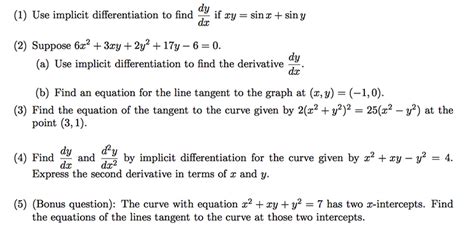 Solved Use Implicit Differentiation To Find If Chegg