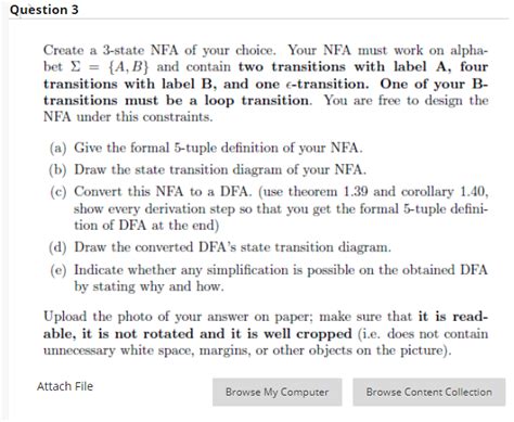 solved question 3 create a 3 state nfa of your choice your