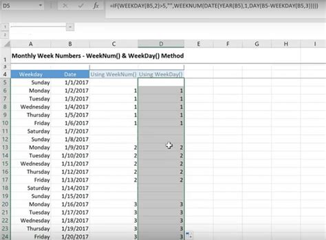 Get Week Number In Excel Reset For Every Month