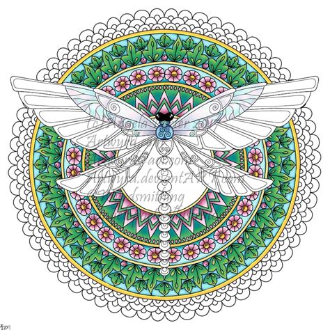 Dragonfly Mandala Colouring Page By Angela Porter Etsy