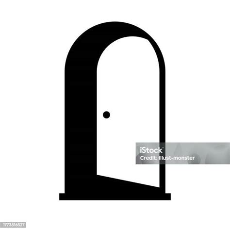 Ilustración De Icono De Silueta De Puerta Abierta Vector Y Más Vectores