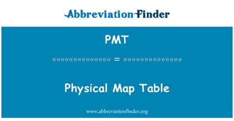 PMT Stands For Physical Map Table Abbreviation Finder