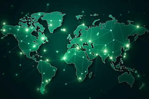 Premium Photo Abstract Polygonal World Map On Green Background Vector Illustration