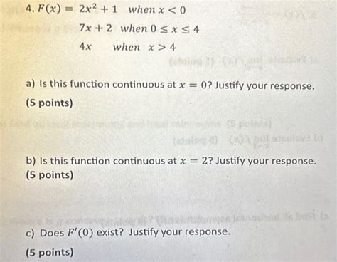 solved 4 f x 2x2 1 when x 4 a