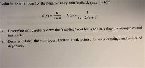 Solved Valuate The Root Locus For The Negative Unity Gain Chegg Com