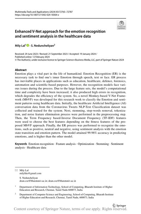 Enhanced V Net Approach For The Emotion Recognition And Sentiment Analysis In The Healthcare Data
