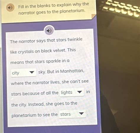 Fill The Blanks To Explain Why The Narrator Goes To The Planetarium