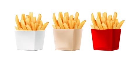 레드 판지 패키지 상자 고립 된 흰색 배경에서 감자 감자 튀김 패스트 푸드 가득 찬에 대한 스톡 벡터 아트 및 기타 이미지