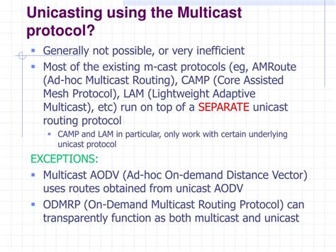 ppt exploiting the unicast functionality of the on demand multicast routing protocol