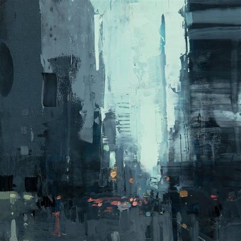 Jeremy Mann Cityscape Study 6x6 Urban Painting Abstract Painting