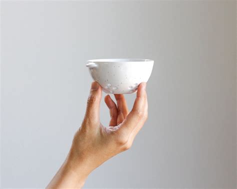 Tiny Ceramic Colander Berry Bowl Strainer Speckled Pastel Handmade Modern Pottery Fruit Basket