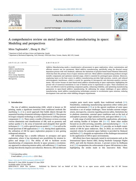 Pdf A Comprehensive Review On Metal Laser Additive Manufacturing In Space Modeling And