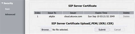 Upload A Certificate For Sip Account Registration