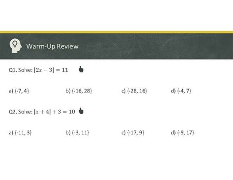 Solve Complex Absolute Value Equations Interactive Lesson Exit Ticket