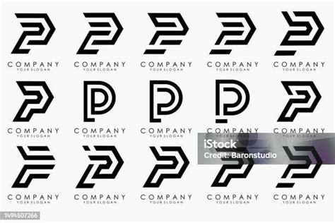 편지 P 로고 디자인의 세트입니다 현대 아이콘 창조적 인 모노그램 영감 0명에 대한 스톡 벡터 아트 및 기타 이미지 0명