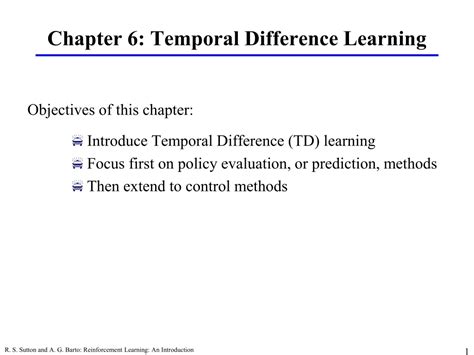 PPT Chapter 6 Temporal Difference Learning PowerPoint Presentation