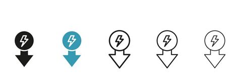 Low Electricity Consumption Icon Set Reduce Vector Image
