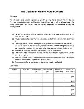 The Density Of Oddly Shaped Objects By Simple Investigations TPT