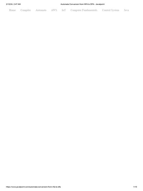 Automata Conversion From Nfa To Dfa Javatpoint Pdf