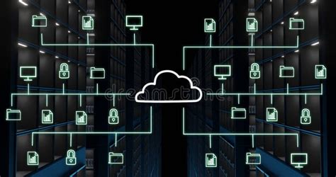 Cloud Computing Network Animation Over Data Center With Server Racks Stock Footage Video Of