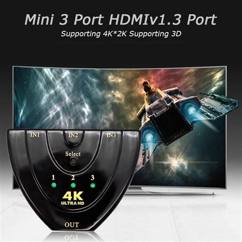 Mini 3 Port 4kx2k Hdmi Switcher 3 Input 1 Output V Grandado