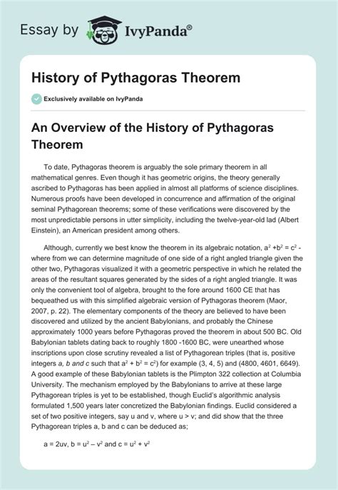Pythagoras Theorem History