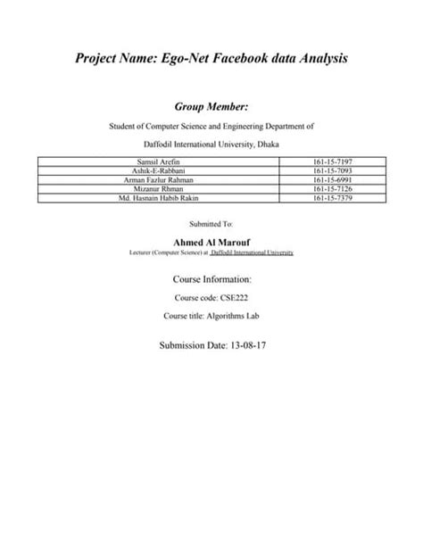 Ego Net Facebook Data Analysis Pdf