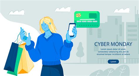 사이버 먼데이 세일 및 할인 플랫 벡터 일러스트에 대한 웹 사이트 배너 Cyber Monday에 대한 스톡 벡터 아트 및 기타 이미지 Cyber Monday 검은색