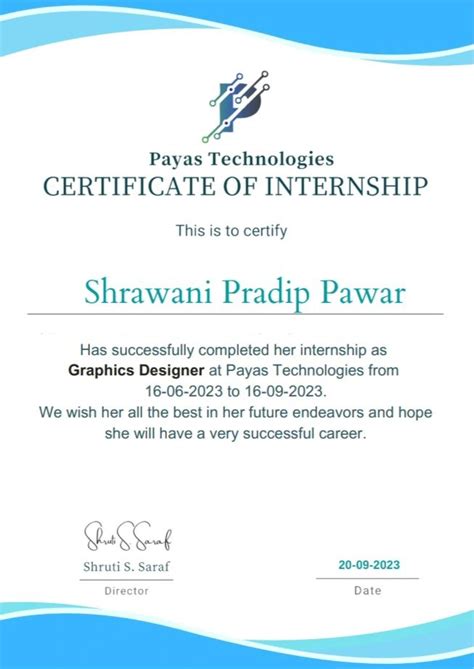 Shrawani Pawar On Linkedin I Have Successful Completed My Internship