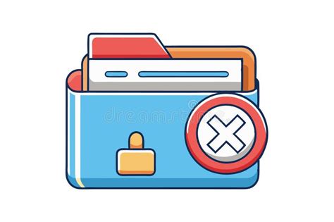 Digital Folder Icon With Delete Button Colorful Vector Art For Data